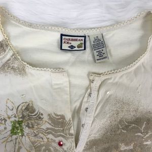 Caribbean Joe | Tops | Caribbean Joe Embellished Sequin Glitter Henley ...